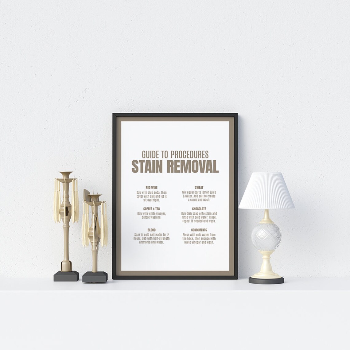 Guide to Procedures Stain Removal Typography Wall Art Gift | Etsy