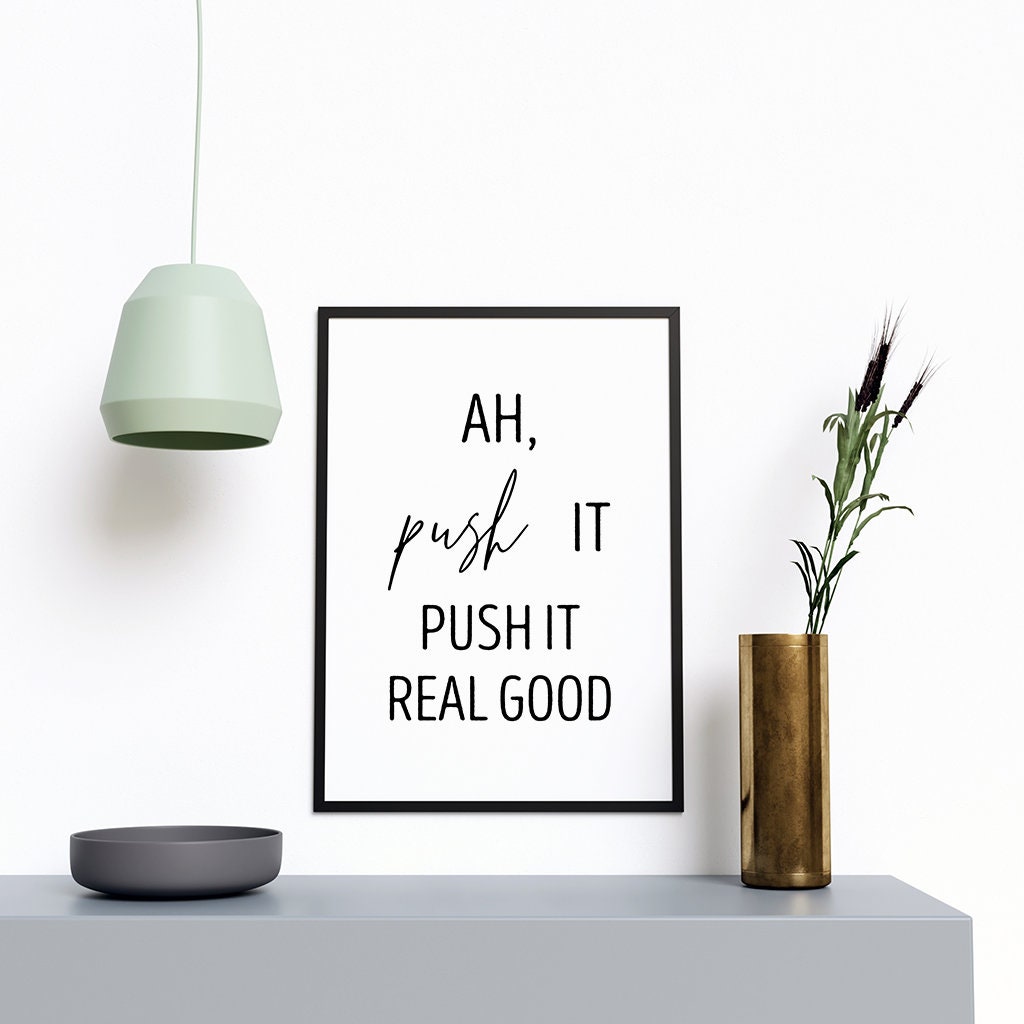 Ah Push It Push It Real Good Humour Bathroom Art Bathroom - Etsy