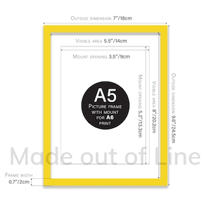 Yellow Picture Frame, Yellow Photo Frame, A2, A3, A4, A5, White Mounted ...