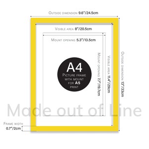 Yellow Picture Frame, Yellow Photo Frame, A2, A3, A4, A5, White Mounted ...