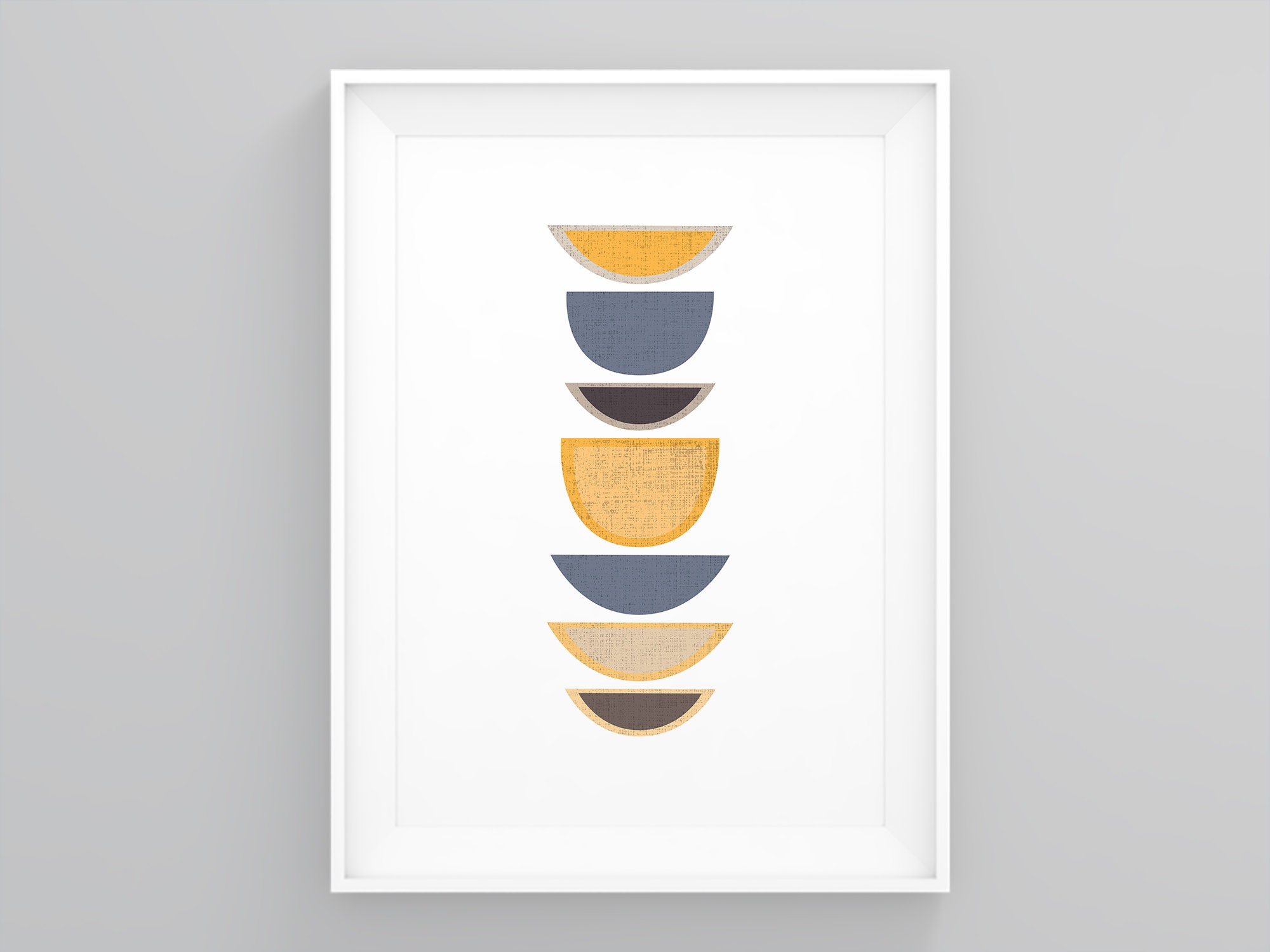 Yellow and Blue Irregular Half Circles Simple Minimal Mid - Etsy