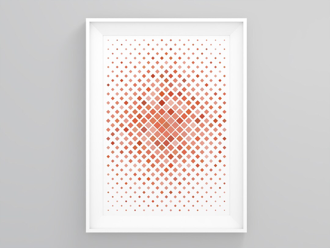 Red Rhombus Pattern, Minimalist Poster, Mid Century Abstract, Geometric ...