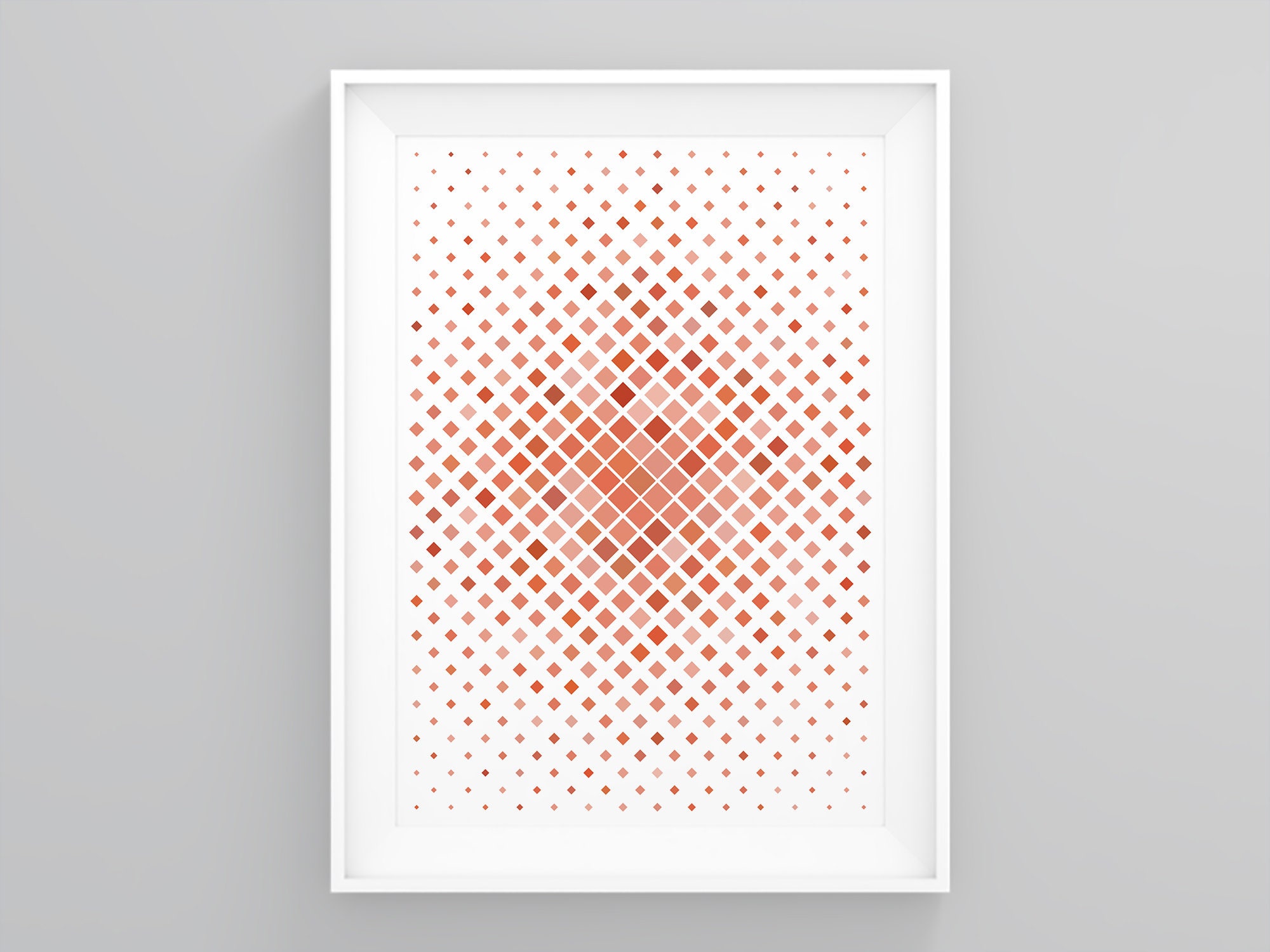 Red Rhombus Pattern Minimalist Poster Mid Century Abstract - Etsy