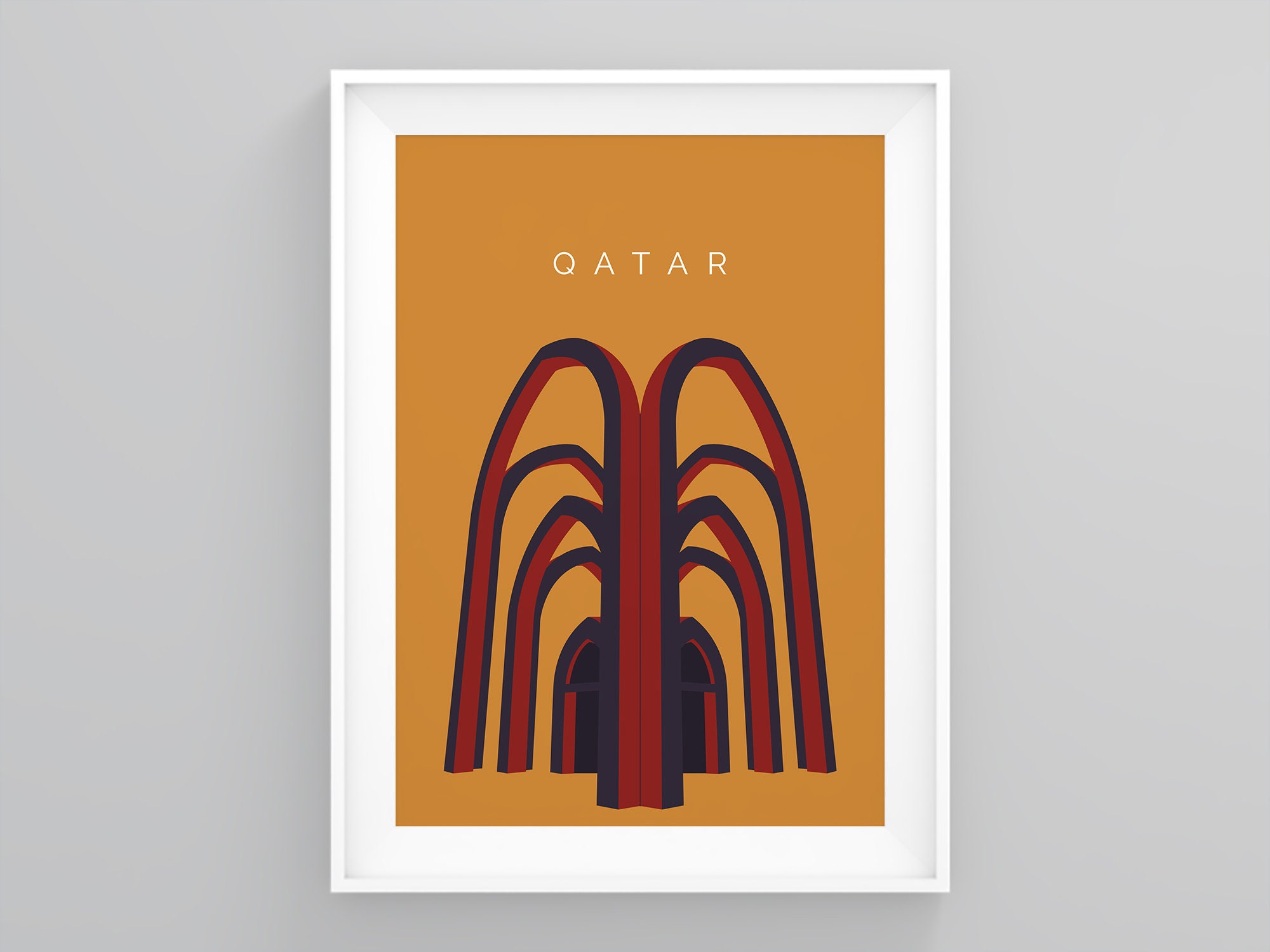 Qatar Skyline Print Arch Doha Qatar Landmark Poster Doha | Etsy