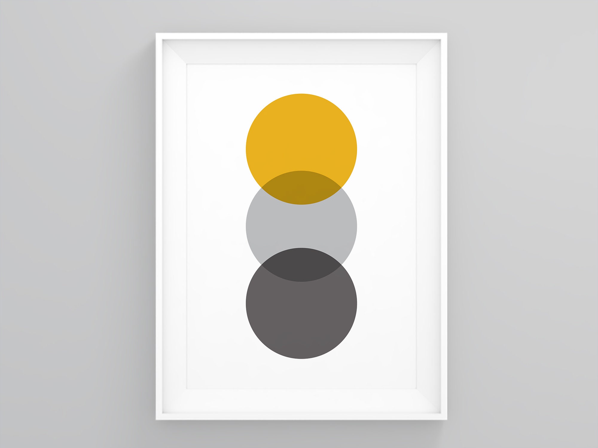 Yellow and Gray Circles Colourful Abstract Wall Art - Etsy