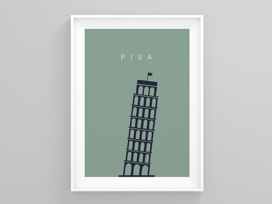 Pisa Art Deco Travel Posters, Leaning Tower of Pisa Print, Travel ...
