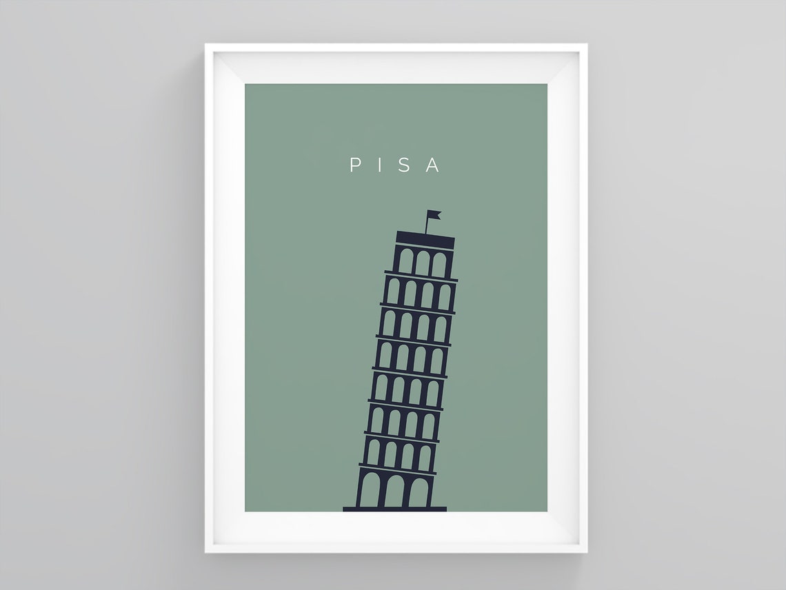 Pisa Art Deco Travel Posters Leaning Tower of Pisa Print | Etsy