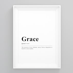 Grace, Funny Definition Art, Large Poster, House Print, Home Art Decor ...