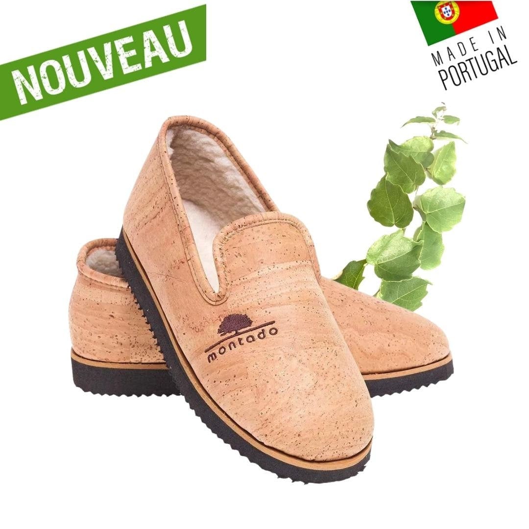 Vegan Cork Slippers, Charentaise Slippers in Natural Cork Filled - Cork ...