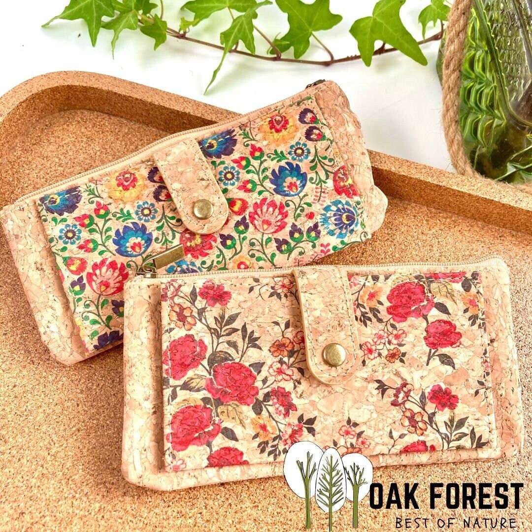 Flower Cork Folding Coin Purse - Vegan Wallet - Compact Women's Wallet ...