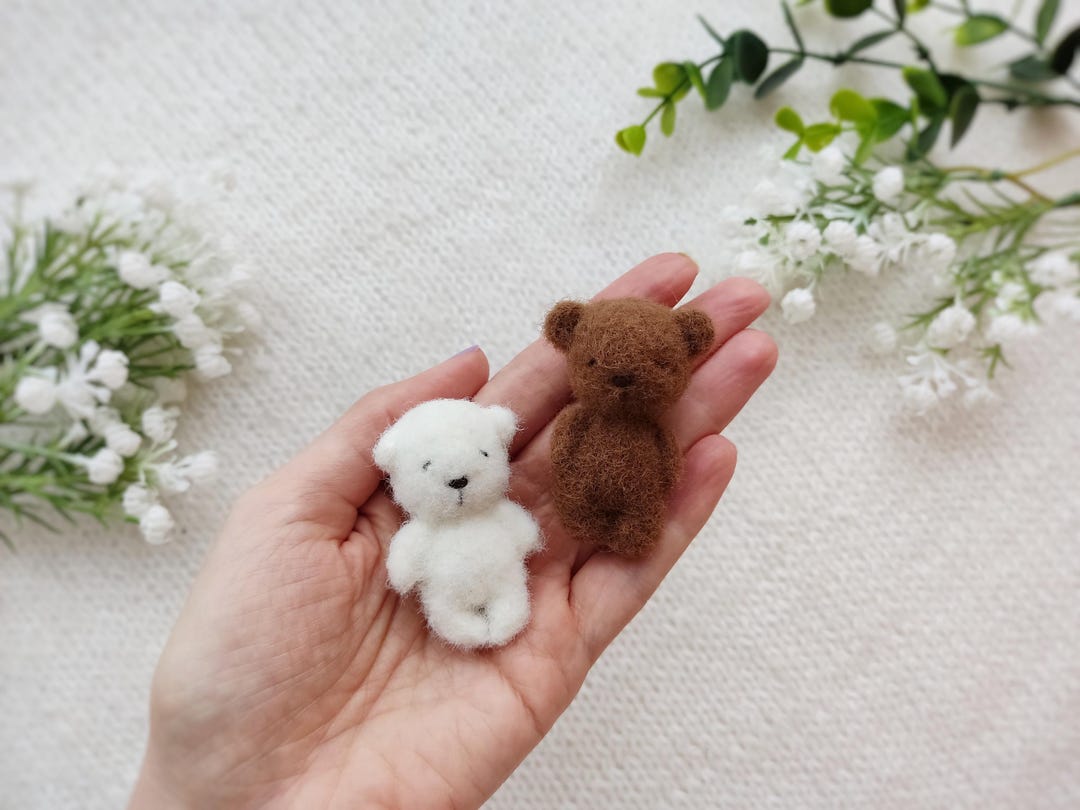 Tiny White Bear for Dollhouse Miniatures on Christmas / Pet Friend for ...