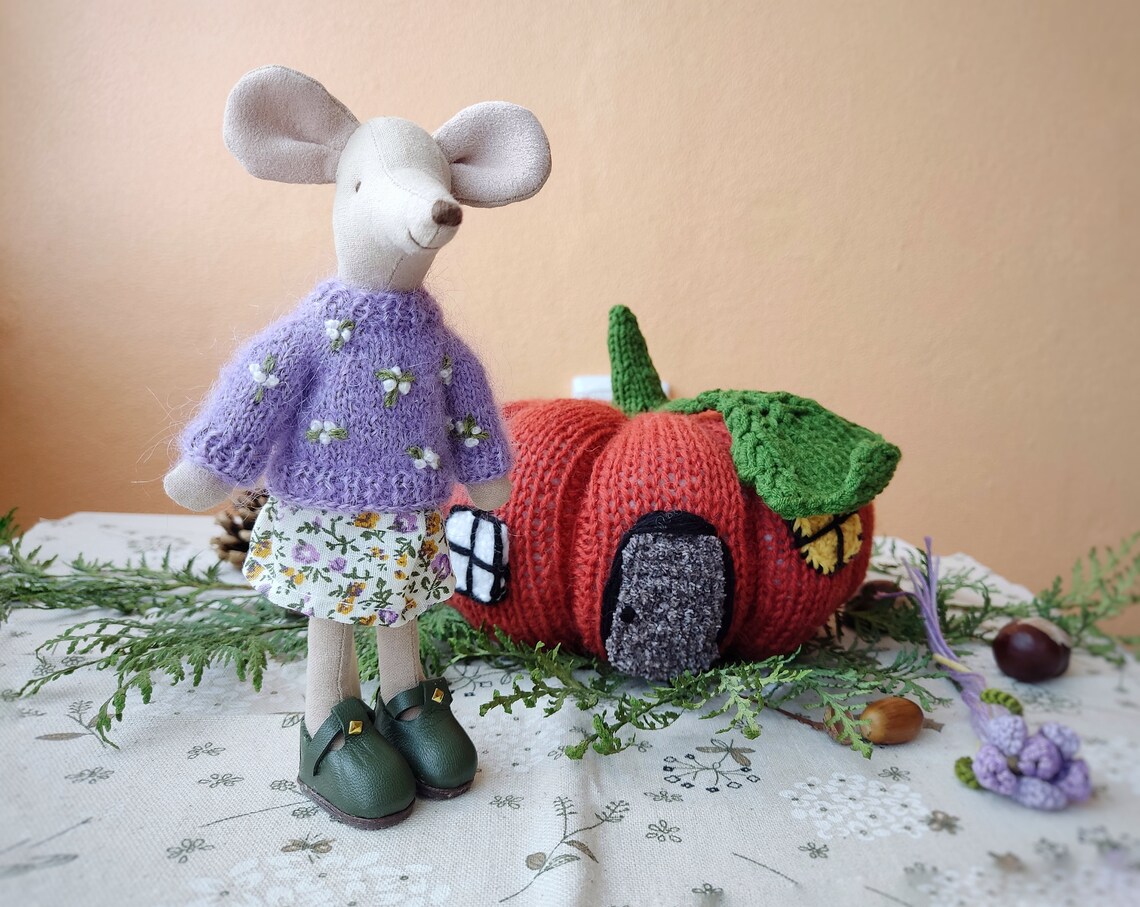 Maileg Mouse Lilac Sweater With Roses Embroidery / Big, Little Sister ...