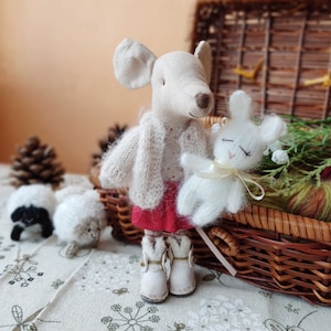 White Bunny Boots for Maileg Mouse Big or Little Sister / Shoes With ...