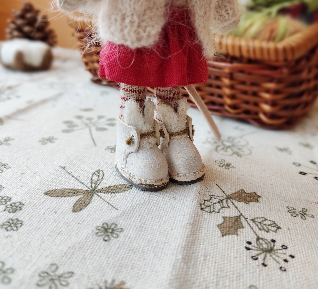 White Bunny Boots for Maileg Mouse Big or Little Sister / Shoes With ...