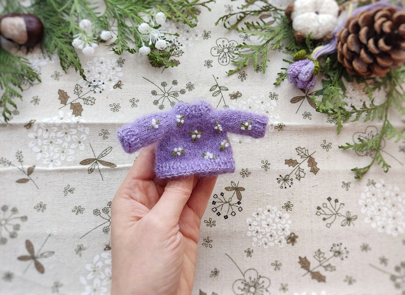 Maileg Mouse Lilac Sweater With Roses Embroidery / Big, Little Sister ...