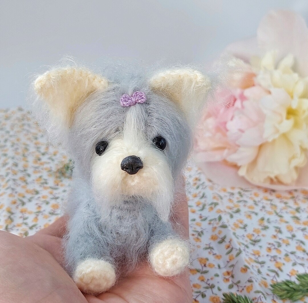 Gray Miniature Yorkie Terrier Toy, Mini Stuffed Puppy Girl for Yorkie ...