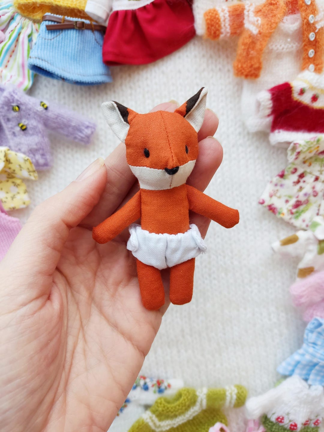 Miniature Red Baby Fox in a Diaper by Bannannabears / Stuffed Fox ...