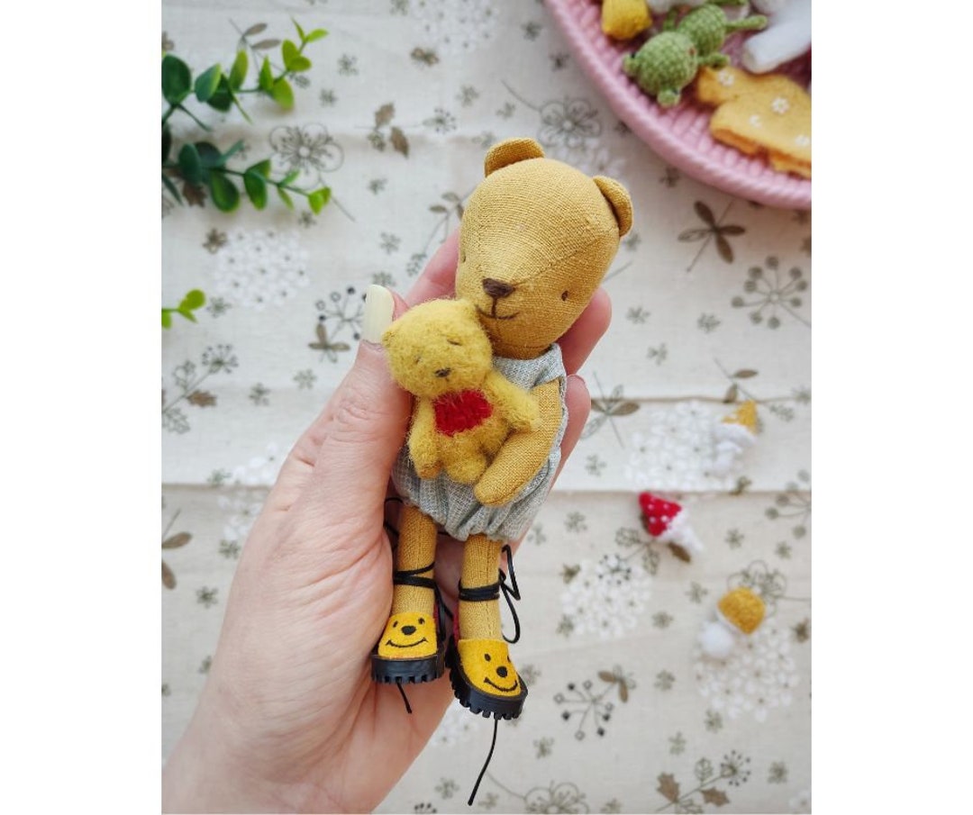 Tiny Yellow Teddy Bear and Teddy Shoes for Maileg Teddy / Pet Friend ...