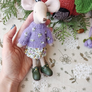 Maileg Mouse Lilac Sweater With Roses Embroidery / Big, Little Sister ...