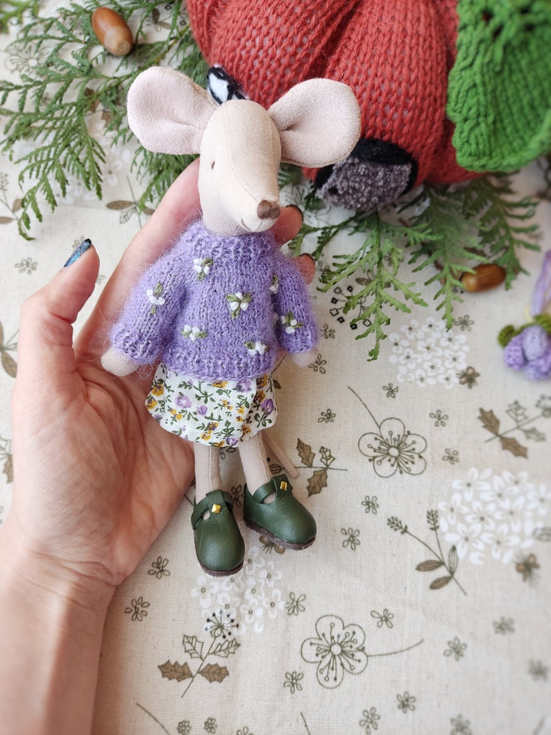 Maileg Mouse Lilac Sweater With Roses Embroidery / Big, Little Sister ...