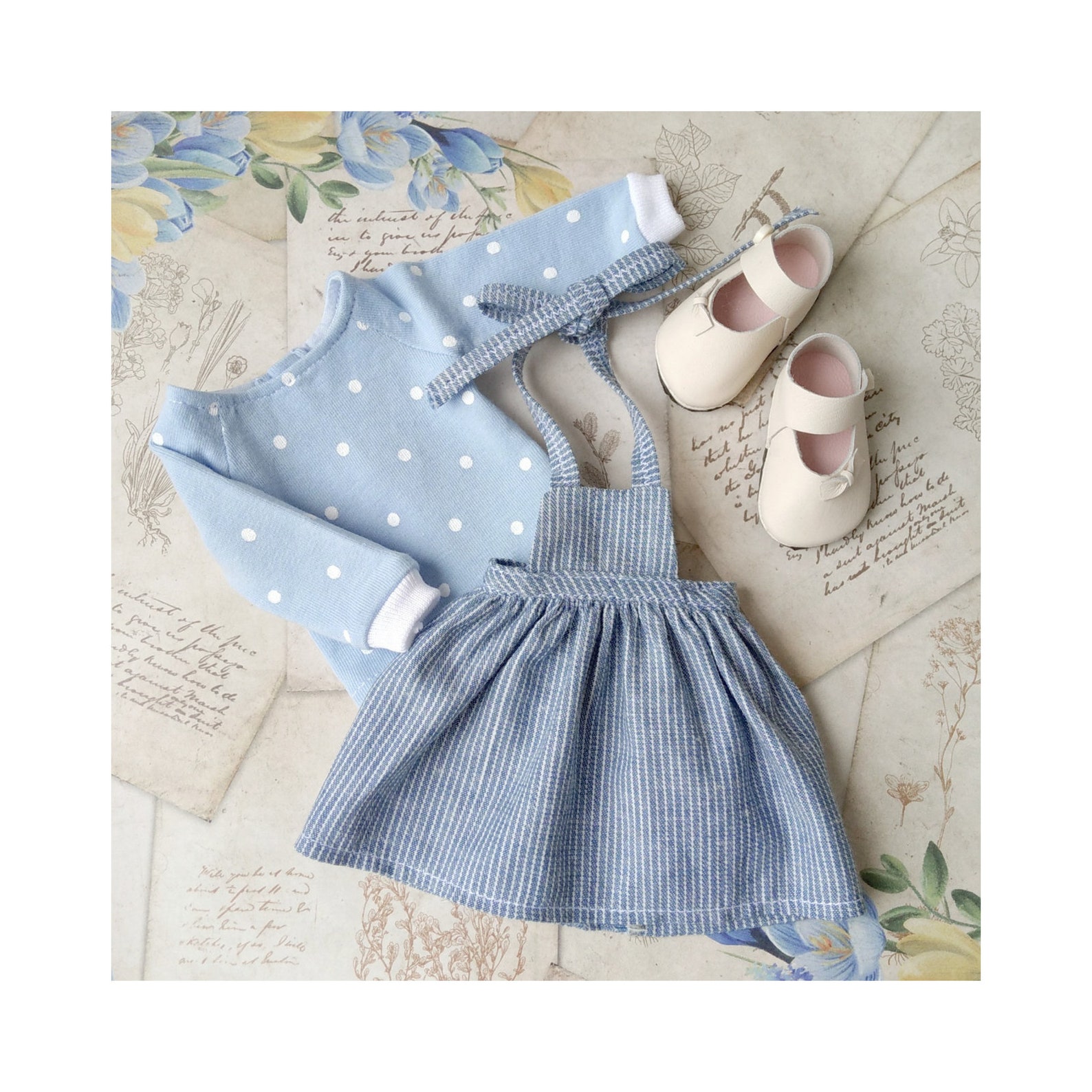 Blue Pinafore Dress for Paola Reina and Longsleeve: Clothes - Etsy