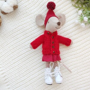 Maileg Mouse Christmas Sweater With Tree Decoration, Red Cardigan for ...