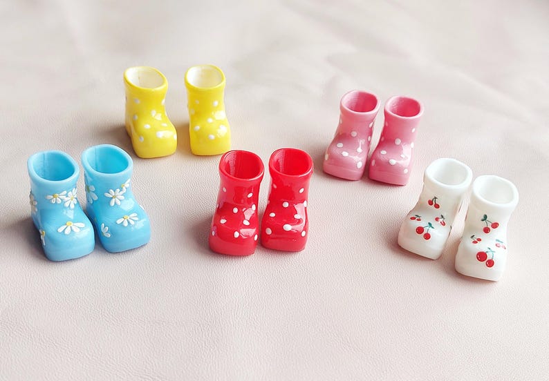 Sky Blue Rain Boots With Daisy Motif for Maileg Mouse Big and Little ...