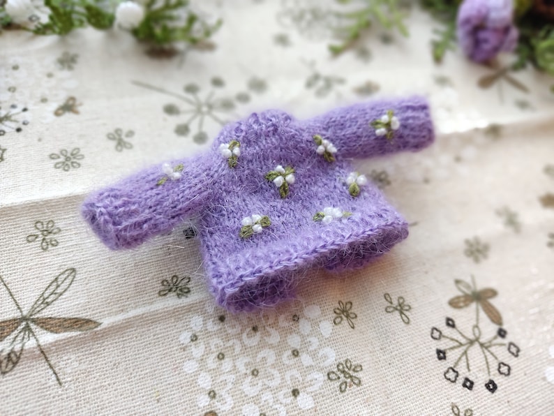 Maileg Mouse Lilac Sweater With Roses Embroidery / Big, Little Sister ...