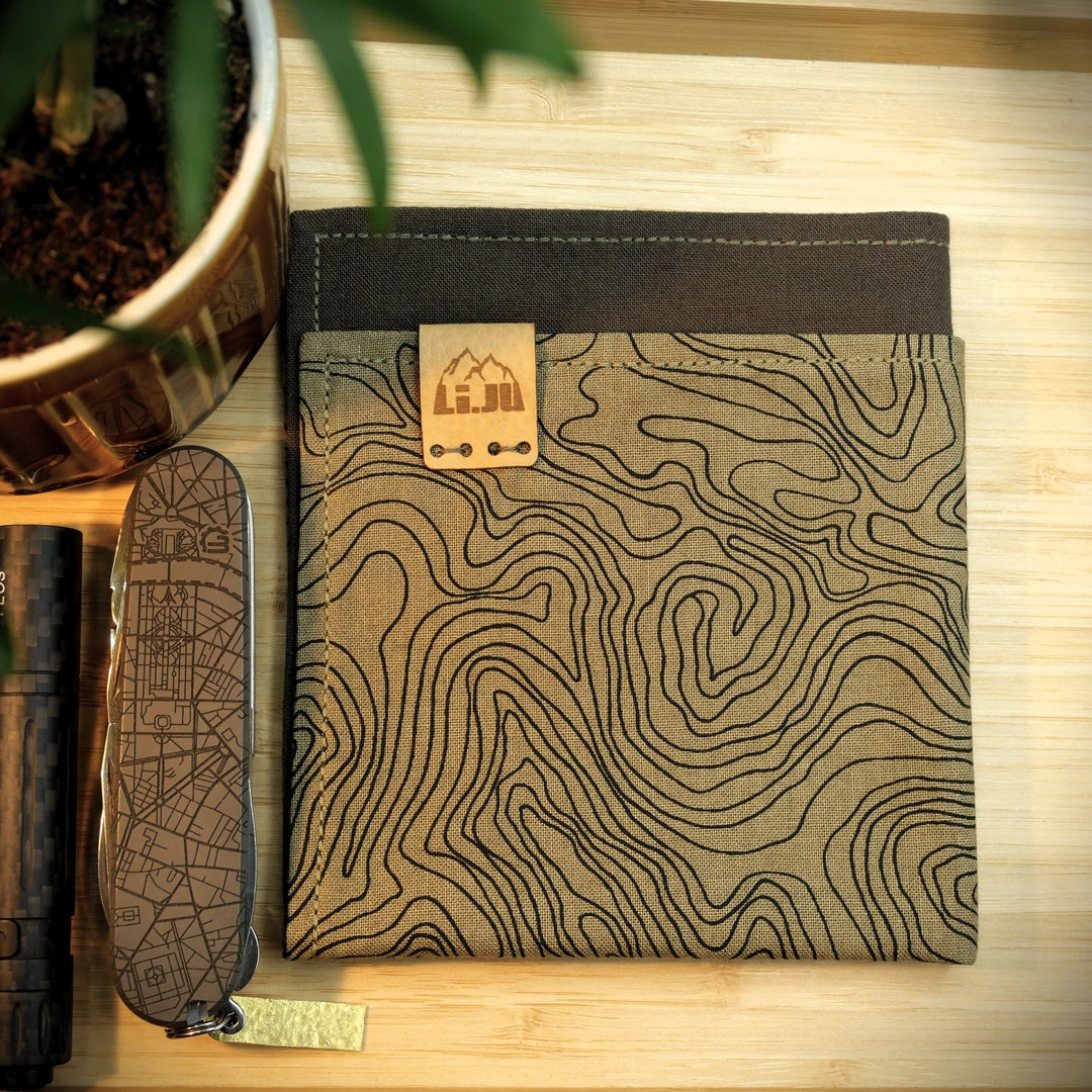 HANDKERCHIEF - EDC - HANK - Topographic/contour Lines - Brown - Hand ...
