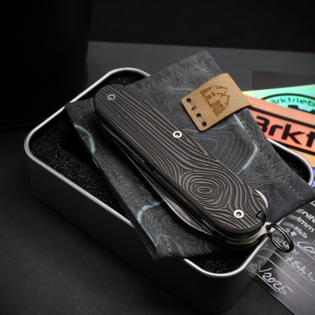 Pocket Knife - TITAN - WOOD Dark Wash - Fully Assembled - Titanium ...