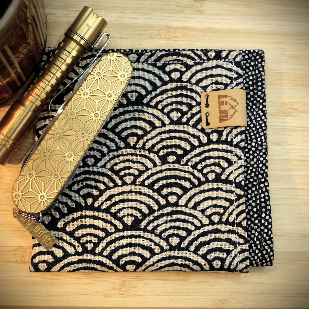 HANDKERCHIEF EDC HANK Wave Indigo Hand-sewn Edc Cloth Made of Blue ...