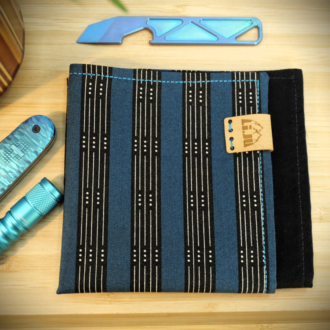 HANDKERCHIEF - EDC-HANK - Stripes - Turquoise/black Hand-sewn Edc Hank ...