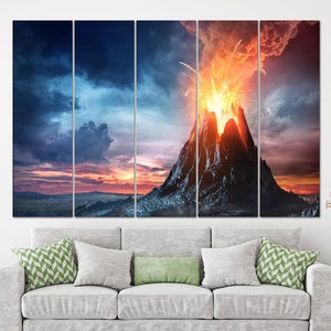 Volcano eruption photo wall art print volcano extra large | Etsy