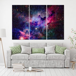 Purple Galaxy Outer Space Wall Art Extra Large Canvas Space Gift - Etsy