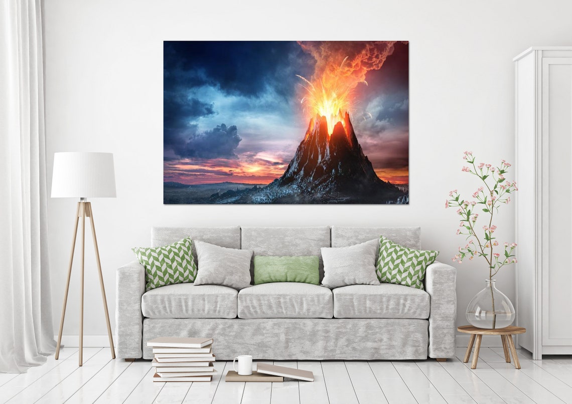 Volcano eruption photo wall art print volcano extra large | Etsy