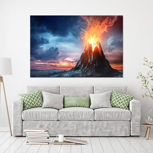 Volcano Eruption Photo Wall Art Print, Volcano Extra Large Canvas Set ...