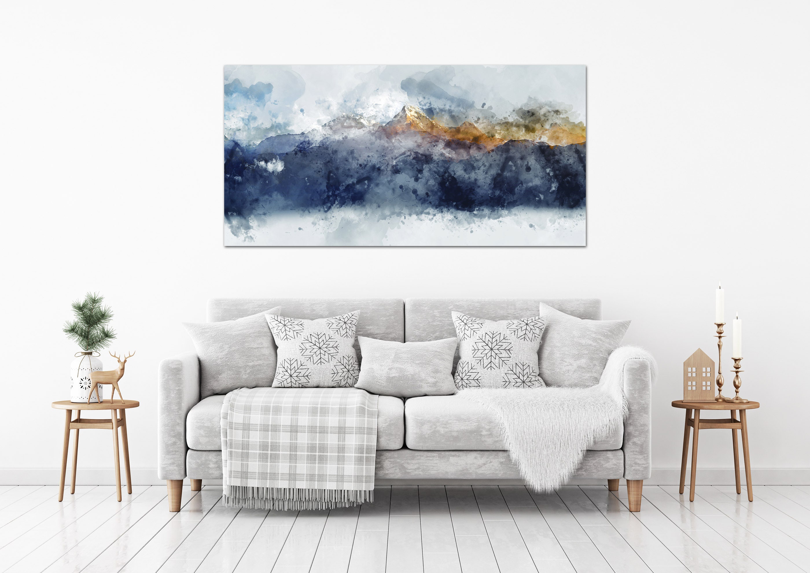 Abstract Mountains Extra Large Framed Canvas 5 Panel Set | Etsy