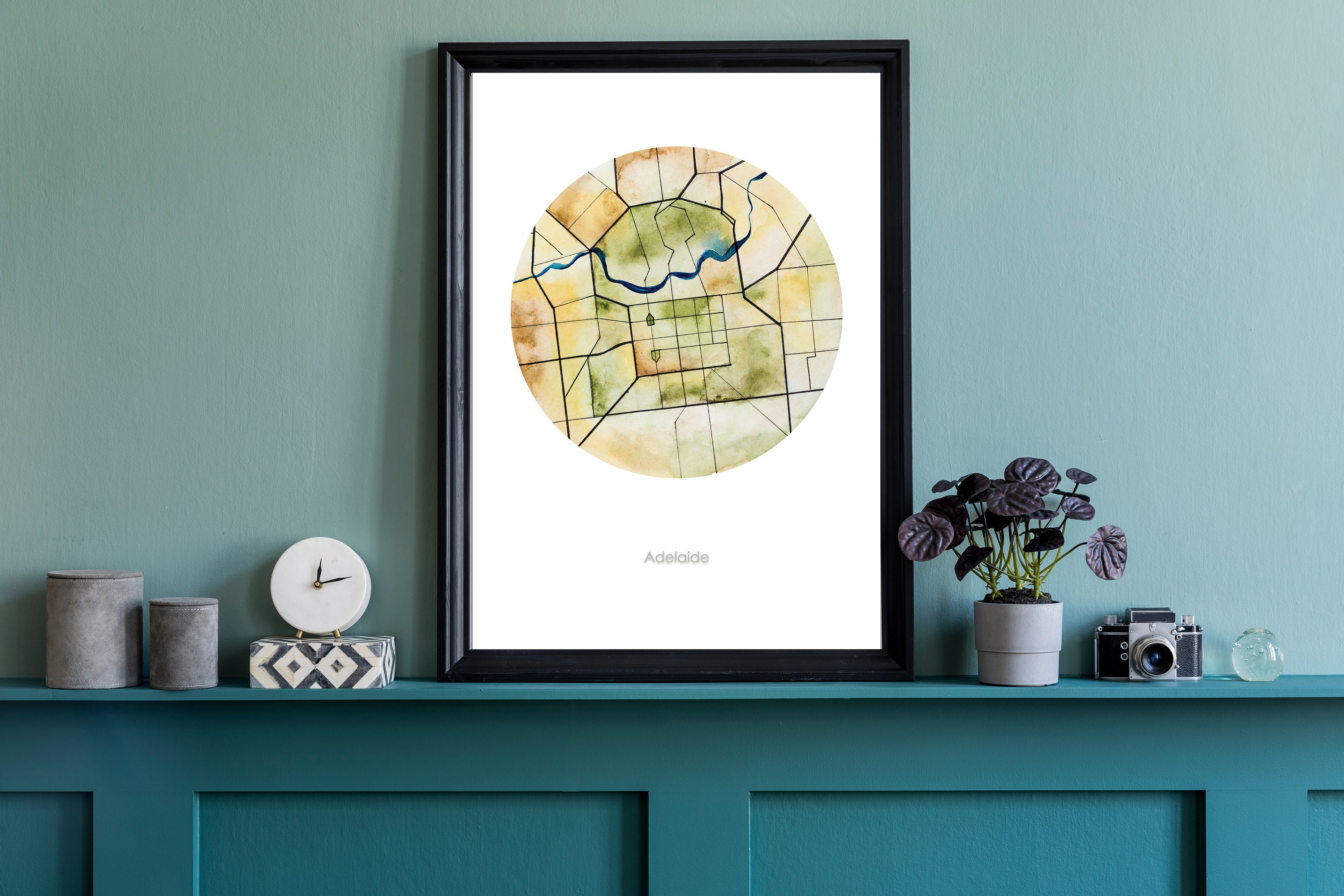 Watercolour Map of Adelaide, Adelaide Art, Colourful City Map, Wall ...
