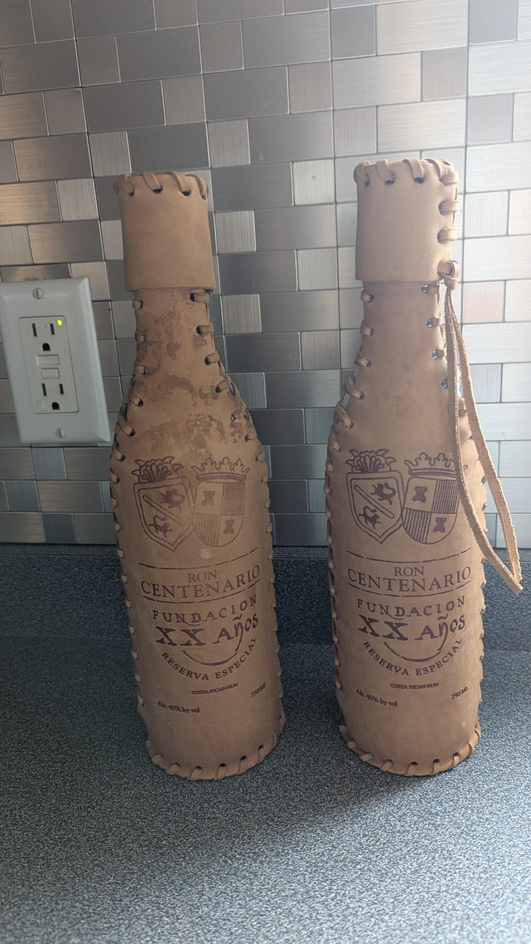 Vintage Fundacion XX Anos Rum Decanters With Suede Covers - Etsy