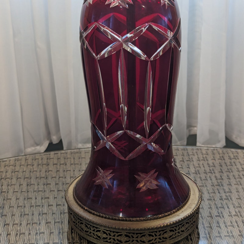 Cranberry Glass Lamp - Etsy