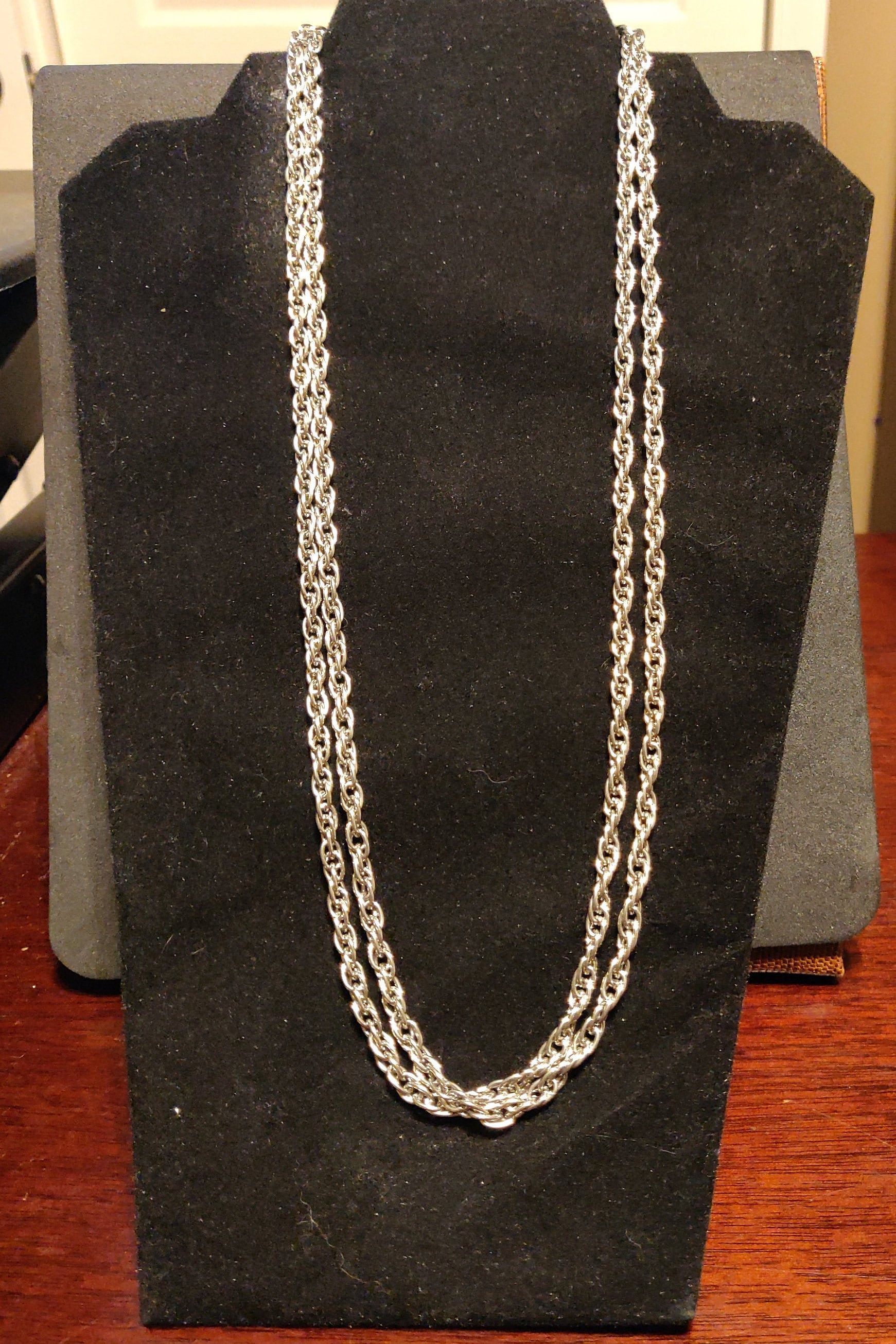 Vintage Women's Triple Linked Silver Plated Rope Necklace | Etsy