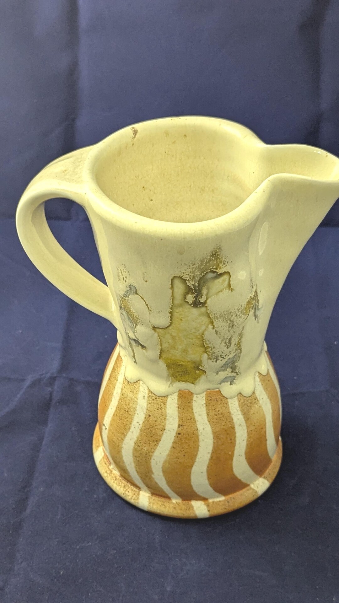Very Rare Shelley 1930's Large Harmony Glaze Orange Beige Striped Water ...