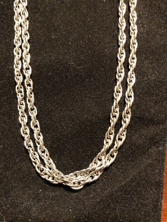 Vintage Women's Triple Linked Silver Plated Rope Neck… - Gem