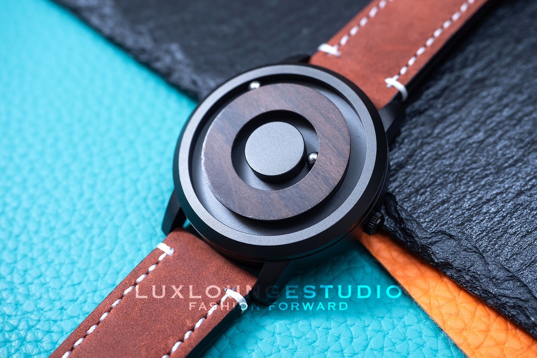 Personalized Minimalist Magnet Ball Wrist Quartz Watch Black Case ...
