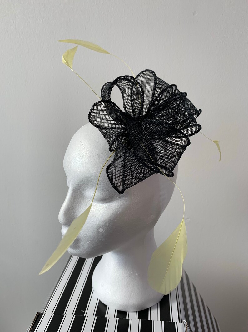 Emily Black and Yellow Small Fascinator Royal Ascot - Etsy