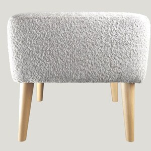 Boucle Pouffe Footstool With Wooden Legs | Handmade Furniture - Etsy