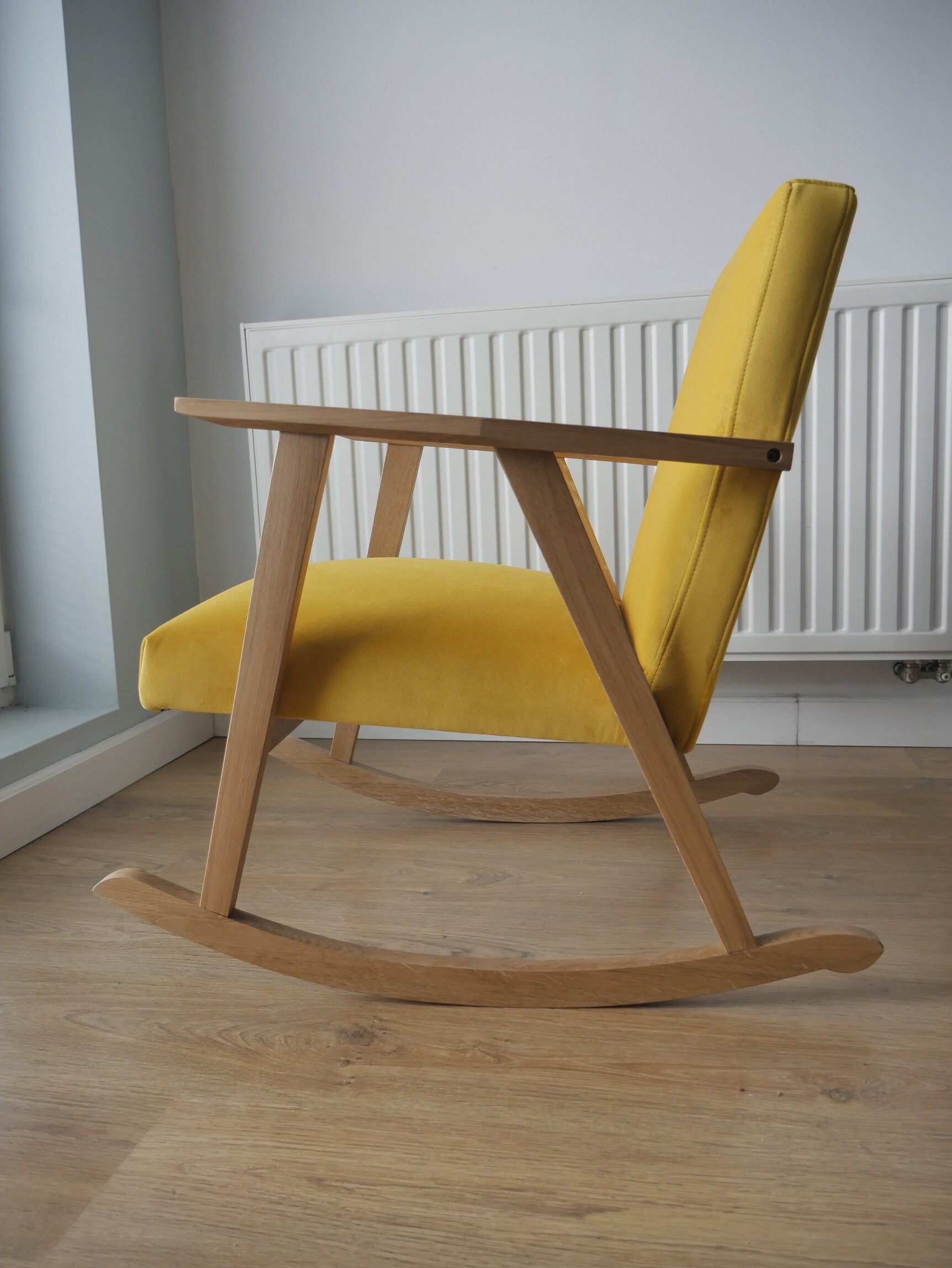 Oak Rocking Chair in Velvet Upholstered With a Choice of Color | Etsy