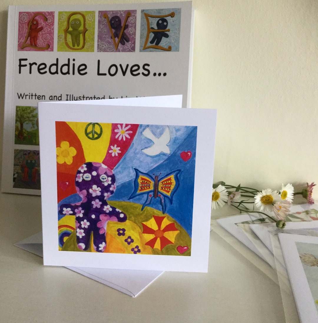 Flower Power Freddie, Birthday Card, for a Hippy Chick, Greetings Card ...