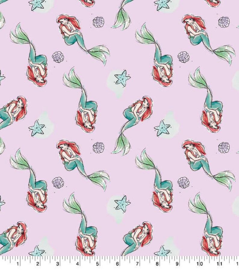 Little Mermaid Ariel Shell Toss 100% Cotton Fabric Fat Quarter 18in X ...