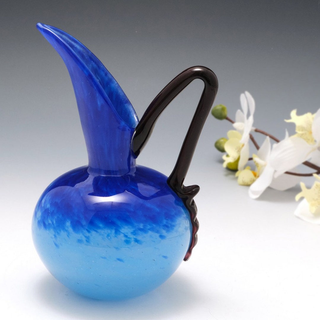 A Schneider Blue Glass Pitcher C1925 - Etsy